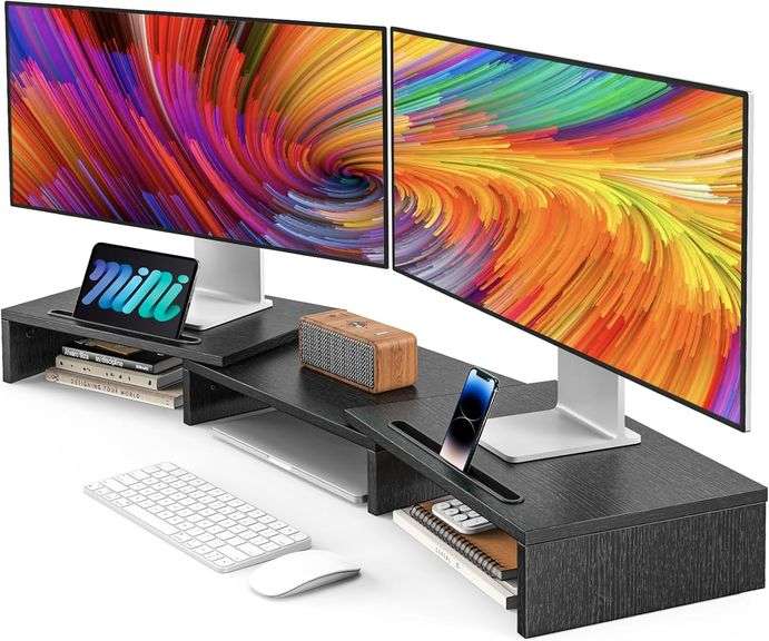 AMERIERGO Dual Monitor Stand -Adjustable Length and Angle, Dual Monitor ...