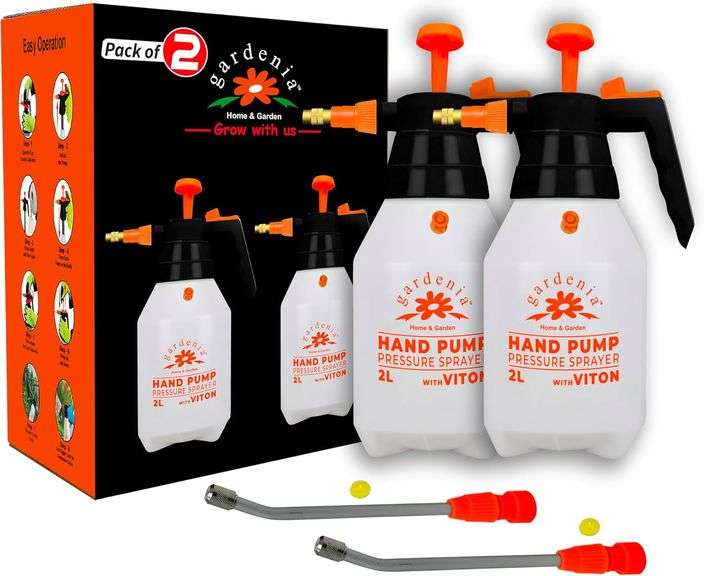 Hand Pump Pressure Sprayer 2L- 2 Pack Hand Held Pressurized ...