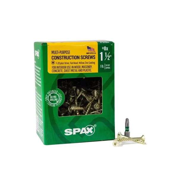 SPAX #8 x 1-1/2 in. Interior Flat Head Wood Screws Construction Framing ...