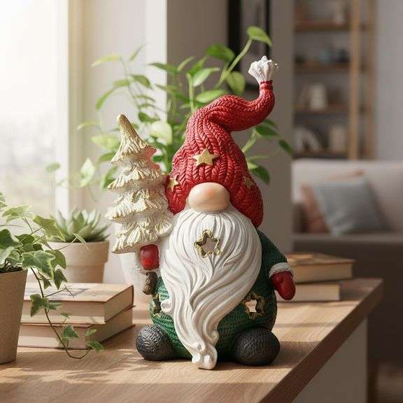 LIFFY Christmas Gnome Lamp Decorations with Light, 10.4" Hand-Painted ...