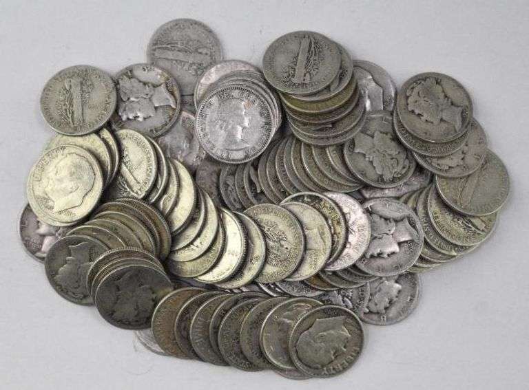 Group of (100) Mercury & Roosevelt Silver Dimes - Matthew Bullock ...