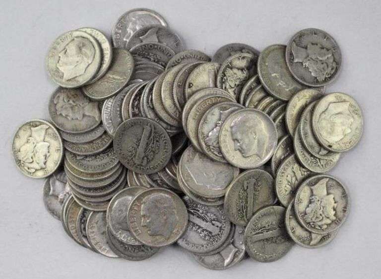 Group of (100) Mercury & Roosevelt Silver Dimes - Matthew Bullock ...