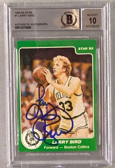 1984-85 Star Larry Bird #1 Signed Card - Matthew Bullock Auctioneers