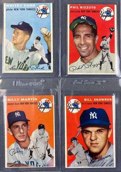 Group of 4 1954 Topps Baseball Cards - Matthew Bullock Auctioneers