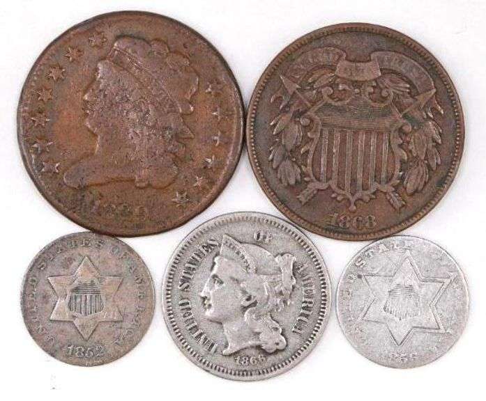Group of (5) U.S. Type Coins - Matthew Bullock Auctioneers