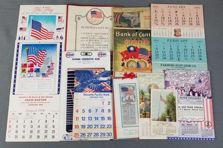 Group of 12 patriotic art calendars - Matthew Bullock Auctioneers