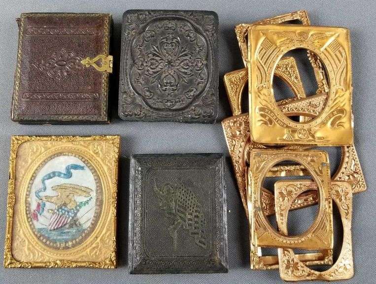 Group of tintype/photo holders and pieces - Matthew Bullock Auctioneers