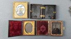 Group of tintype/photo holders and pieces - Matthew Bullock Auctioneers