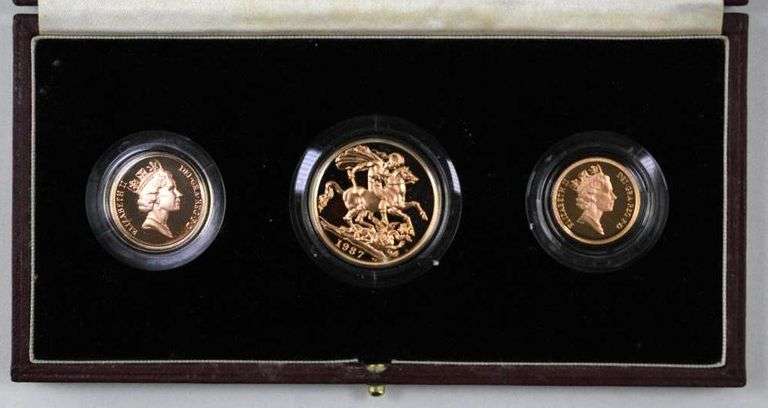 The 1987 United Kingdom 22K Gold Proof Set- Two Pounds, Sovereign ...