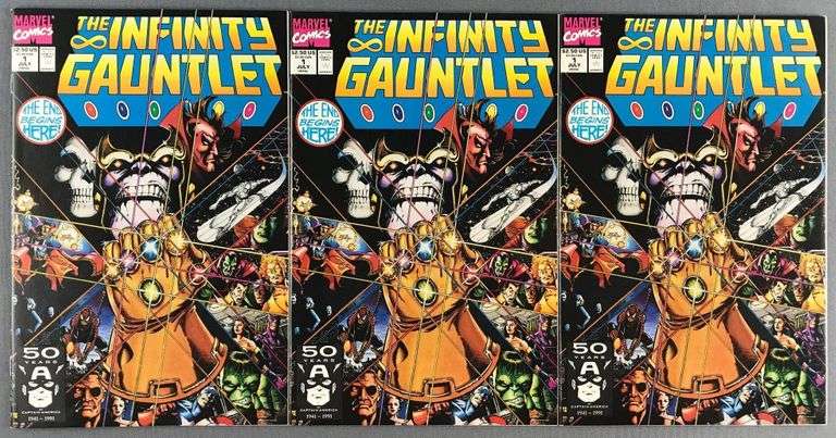 Group of 3 Marvel Comics The Infinity Gauntlet No. 1 comic books ...