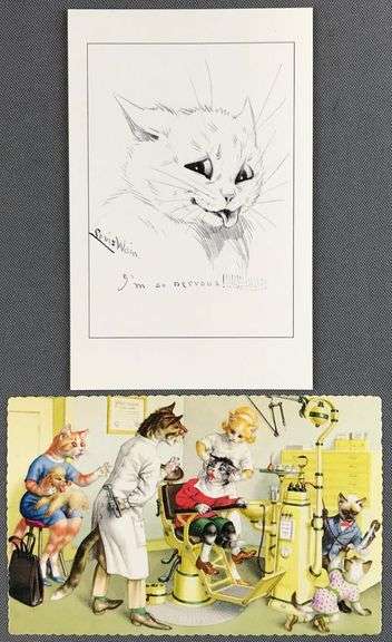Postcards - Louis Wain Cat Artist signed - Matthew Bullock Auctioneers