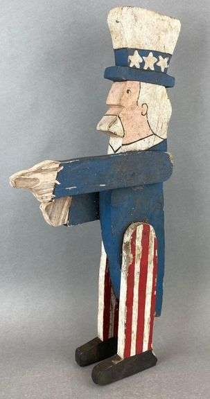 Wooden Block Uncle Sam Decoration - Matthew Bullock Auctioneers