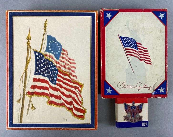 Group of 3 Patriotic Card Boxes and Sticker Box - Matthew Bullock ...
