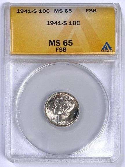 1941 S Mercury Silver Dime (ANACS) MS65FSB - Matthew Bullock Auctioneers