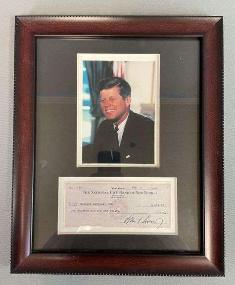 JFK Jr Framed Photo and Facsimile Signature Check - Matthew Bullock ...