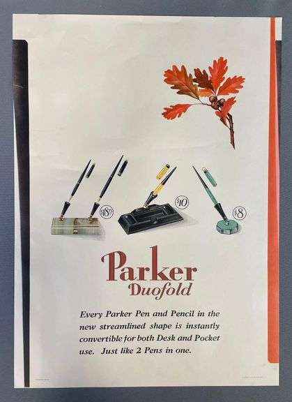 Parker Duofold Pens Advertising Poster - Matthew Bullock Auctioneers