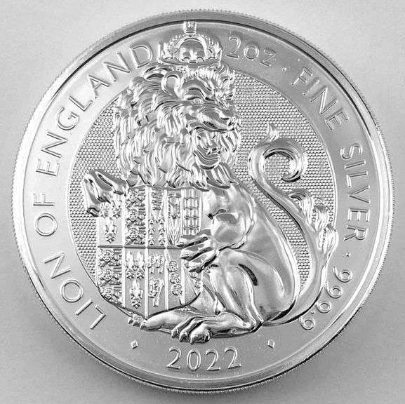 2022 2 oz .9999 Silver British Elizabeth Tudor Queen's Beast Lion of ...