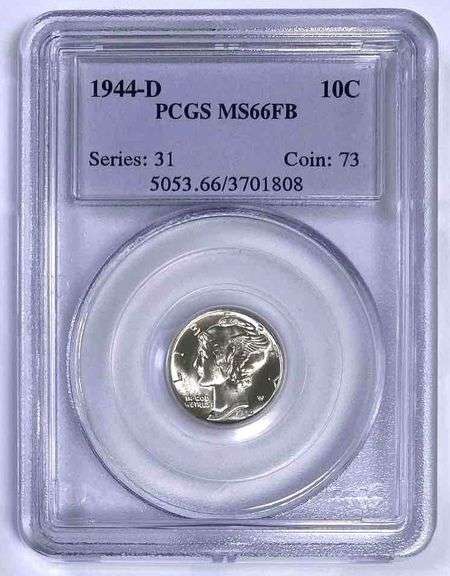 1944 D Mercury Silver Dime (PCGS) MS66FB - Matthew Bullock Auctioneers