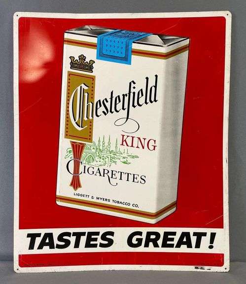 Vintage Chesterfield Cigarettes Metal Embossed Advertising Sign ...