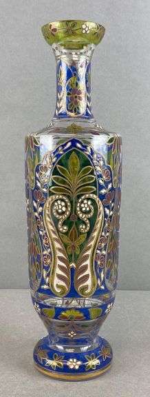Hand-Painted Clear Glass Vase - Matthew Bullock Auctioneers