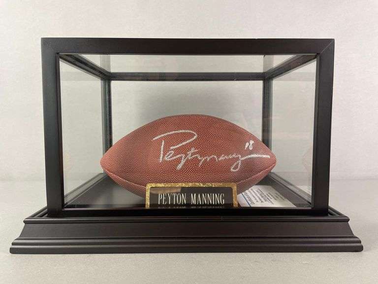 Peyton Manning Signed Football with COA and Case - Matthew Bullock Auctioneers