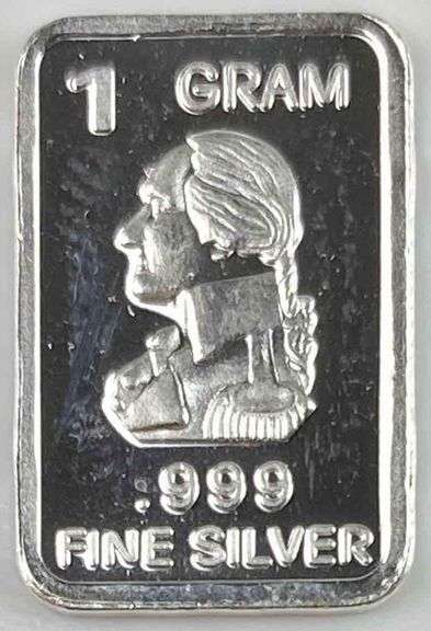 1 gram .999 fine silver bar-George Washington - Matthew Bullock Auctioneers
