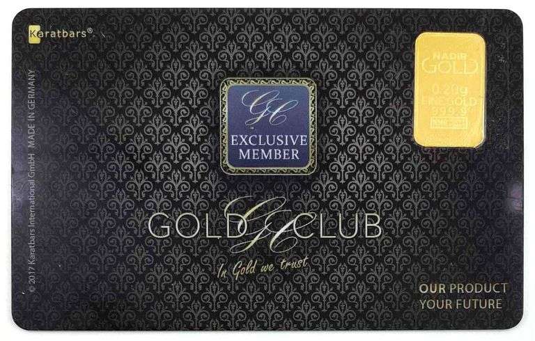 .2 Grams .9999 Fine Gold Karat Bars Gold Club Card Exclusive Member ...
