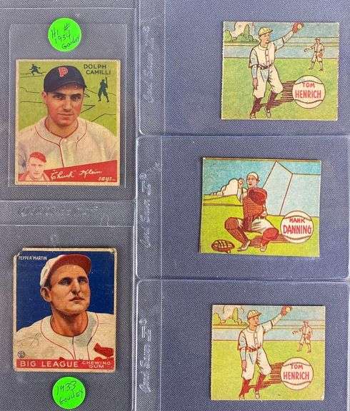 Group of 5 - 1933 - 43 Baseball Cards - Matthew Bullock Auctioneers