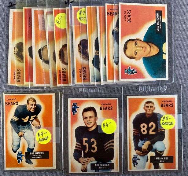 Group of 18 - 1955 Bowman Chicago Bears Cards - Matthew Bullock Auctioneers