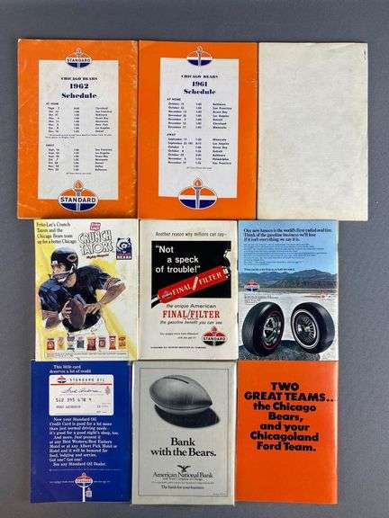 Group of 8 Chicago Bears Media Guides + 1968 Chicago Bears Radio - TV ...