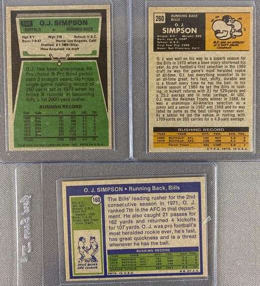 Group of 3 - O.J. Simpson Cards - Matthew Bullock Auctioneers