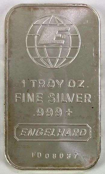 Engelhard E Logo Cast Vertical 1oz. .999 Fine Silver Ingot/Bar ...