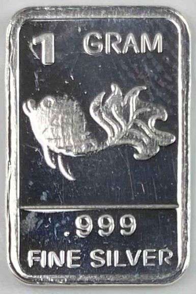 1 gram .999 fine silver bar-Goldfish - Matthew Bullock Auctioneers