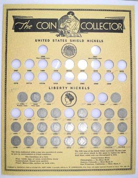 Group of (26) Liberty Head Nickels in Vintage Colonial Coin & Stamp ...