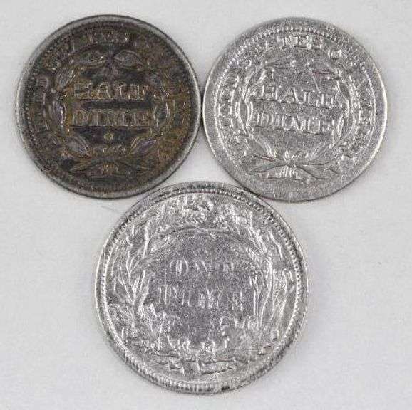 Group of (3) Seated Liberty Dimes & Half Dimes 1841 O, 1857 P & 1885 P ...