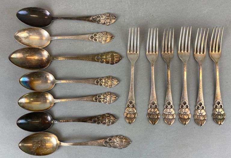 Danish Modern Ornate Flower Design Silverplate Flatware - Matthew ...