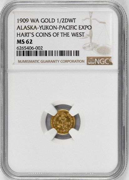 1909 WA Gold 1/2 DWT Alaska-Yukon-Pacific Expo Hart's Coins of the West ...