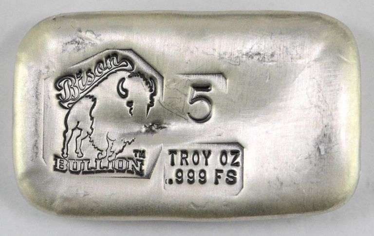 Bison Bullion 5oz. .999 Fine Silver Ingot/Bar - Matthew Bullock Auctioneers