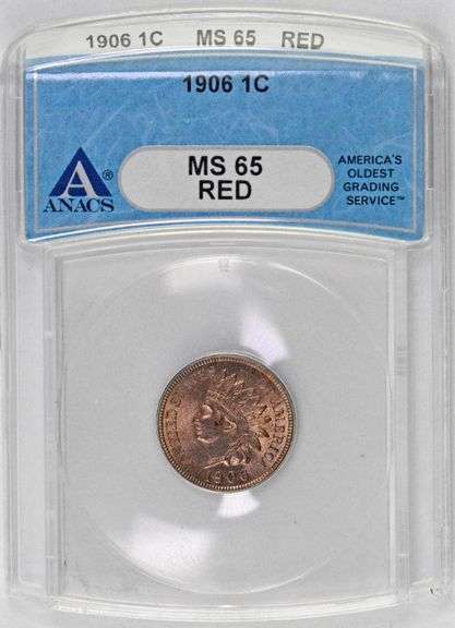 1906 Indian Head Cent (ANACS) MS65RD - Matthew Bullock Auctioneers