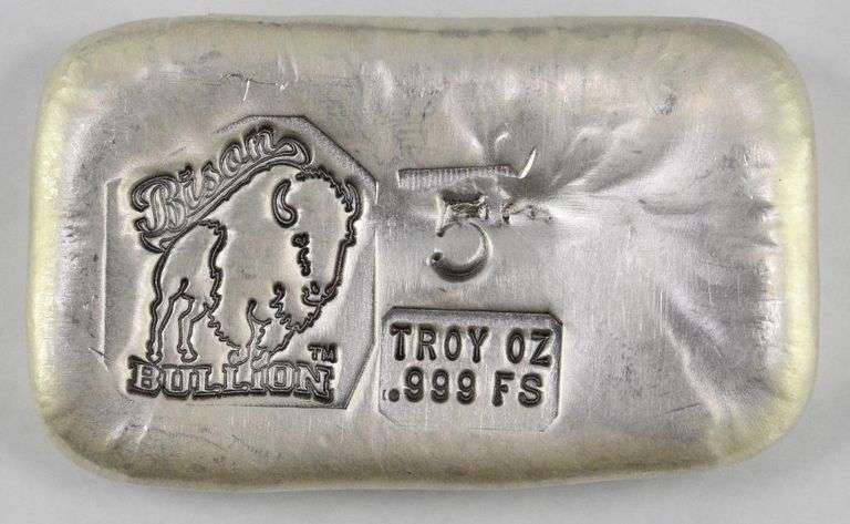 Bison Bullion 5oz. .999 Fine Silver Ingot/Bar - Matthew Bullock Auctioneers