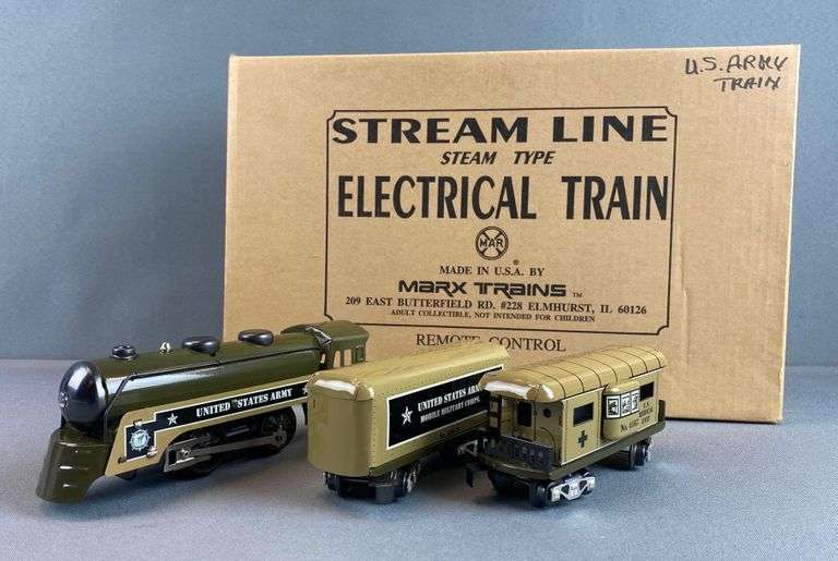Marx 10471 Military Tin Train Set Steam Locomotive - Matthew Bullock ...