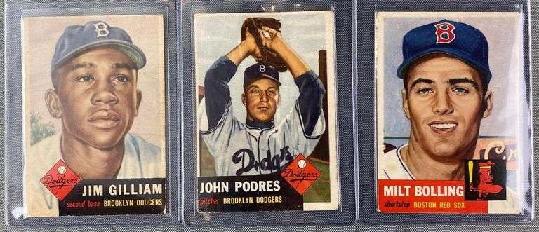Group of 3 1953 Topps Baseball cards - Matthew Bullock Auctioneers