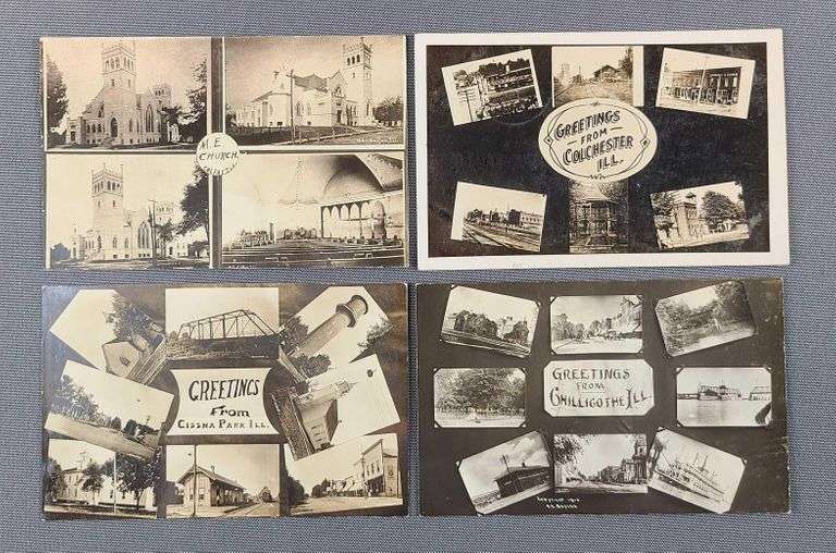 Postcards - Illinois Real Photo Multi-view - Matthew Bullock Auctioneers