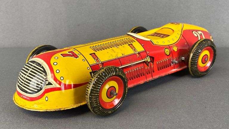 Tin Litho Wind Up Drag Car - Matthew Bullock Auctioneers