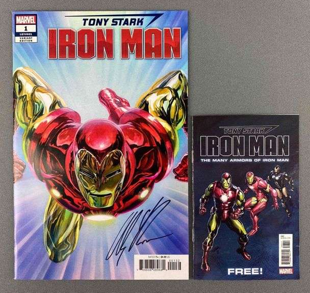 Group of 2 Marvel Signed Tony Star Iron Man No. 1 and Iron Man Armors ...