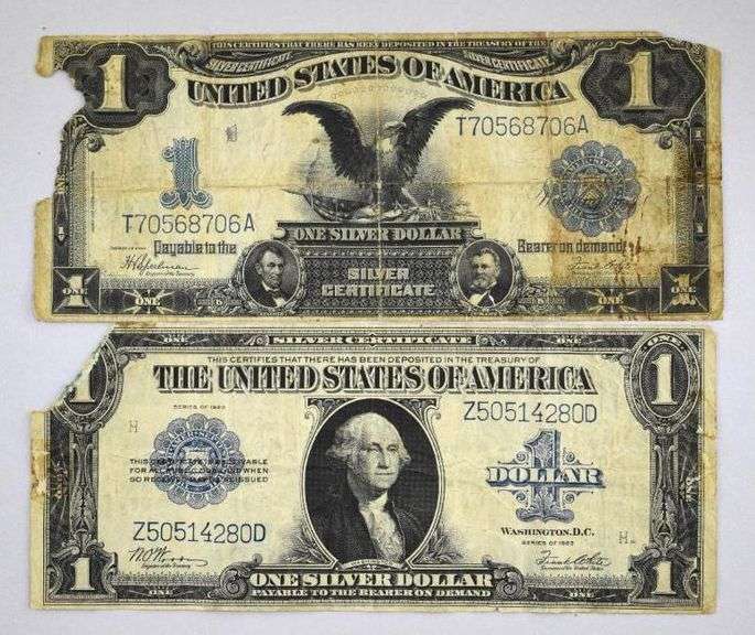 Group of (2) Large Size U.S. Currency 1899 & 1923 - Matthew Bullock ...