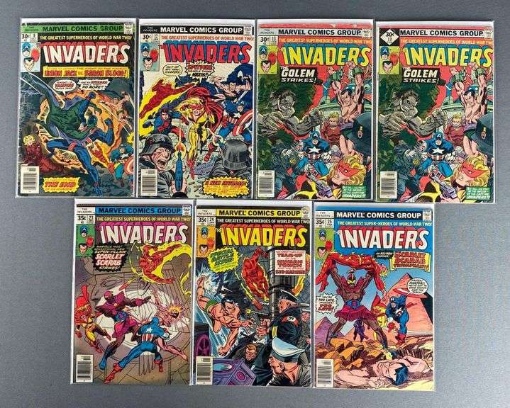 Group of 7 Marvel The Invaders Comic Books - Matthew Bullock Auctioneers