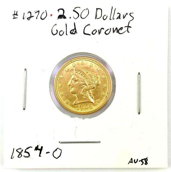 1854 O $2.50 US Gold Coronet - Matthew Bullock Auctioneers