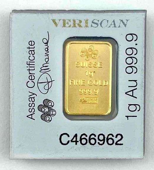 Pamp Suisse .9999 fine Gold 1 Gram Ingot/Bar in Card - Matthew Bullock ...