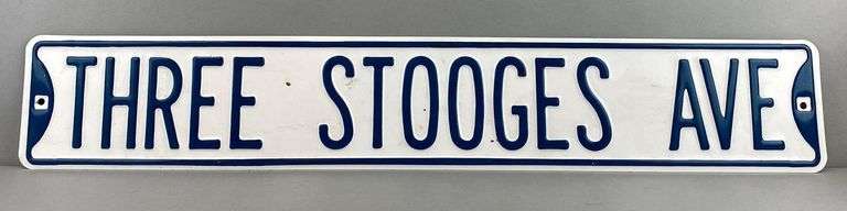 The Three Stooges Ave Metal Sign - Matthew Bullock Auctioneers